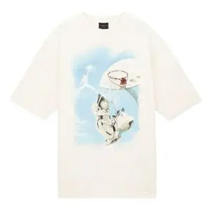 JORDAN X Htg Crossover Cartoon Printing Round Neck Short Sleeve Us Edition Light Ivory T-shirt - Multi-color