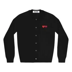 Play Comme Des Garcon Cardigan With Double Emblem Detail - Black