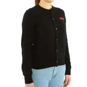 Play Comme Des Garcon Cardigan With Double Emblem Detail