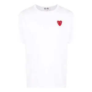 Play Comme Des Garcon Basic T-shirt Red Family Heart - White