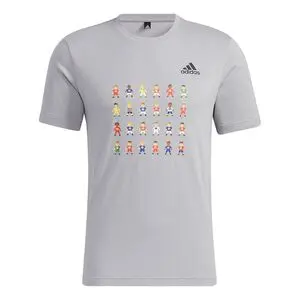 Adidas 8-bit Tee Printing Sports Short Sleeve Gray - Grey
