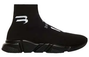 Balenciaga Speed Lt Soccer Sponsor Logo Sock Sneakers - Black/white