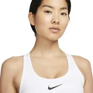 Nike Swoosh Medium Support Sports Bra 'white - White/black