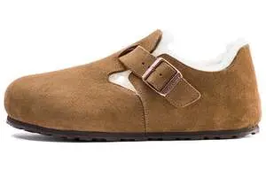 BIRKENSTOCK London Shearling Suede Leather Clogs