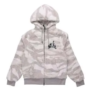 JORDAN Fleece Zip-up Jacket - White/grey