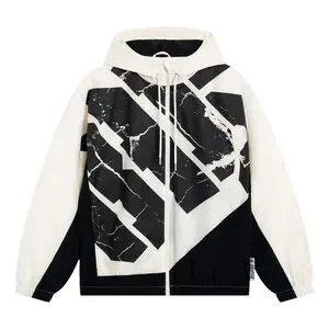 LI-NING Woven Hooded Windbreaker - White/black