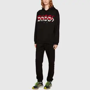 Gucci Jersey Hoodie With Mirror Print - Black/red