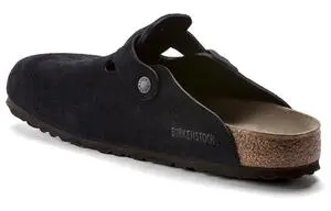 BIRKENSTOCK Boston Suede Leather Clogs - Black