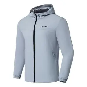 LI-NING Logo Running Windbreaker - Blue Haze/black