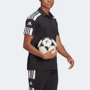 Adidas Alphabet Logo Stripe Printing Short Sleeve Black Polo Shirt