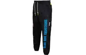 Nike Graffiti Embroidered Basketball Sports Fleece Lined Stay Warm Knit Long Pants - Black