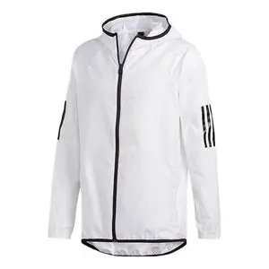Adidas Hooded Sports Jacket With Three-stripes Detail - White