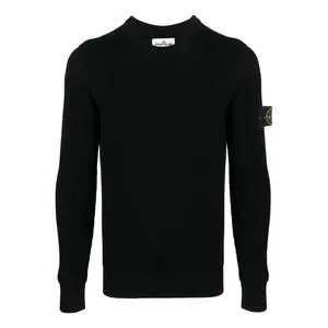 Stone Island Ribbed Crew Neck Sweater - Black