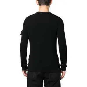 Stone Island Ribbed Crew Neck Sweater - Black