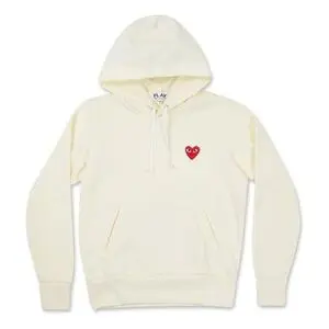 Play Comme Des Garcon Red Heart Hoodie - Ivory