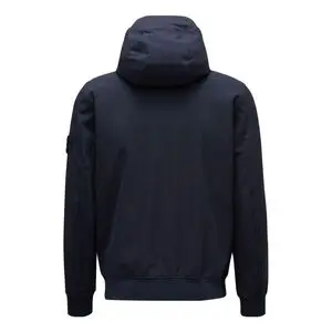 Stone Island Soft Shell Hooded Zip-up Jacket - Navy