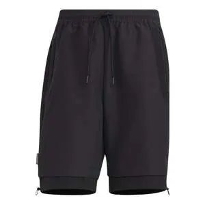 Adidas Solid Color Pocket Lacing Sports Shorts Black - Multi-color