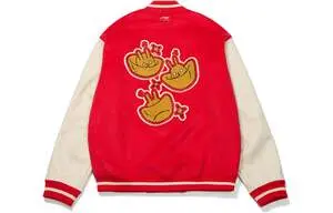 LI-NING Rijindoujin Varsity Padded Jacket - Red/beige/gold