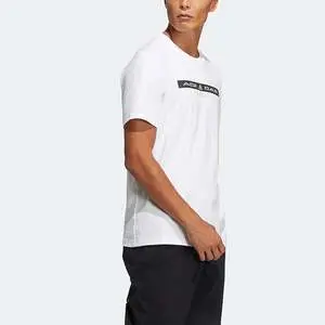 Adidas Th Refbar Tee Alphabet Pattern Printing Sports Short Sleeve White