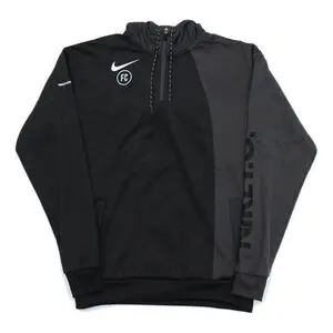 Nike Alphabet Logo Printing Zipper Reflective Hooded Drawstring Black Gray