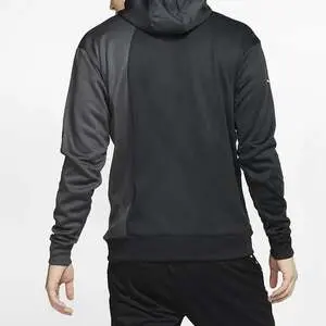 Nike Alphabet Logo Printing Zipper Reflective Hooded Drawstring Black Gray