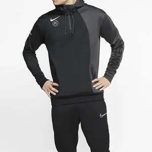 Nike Alphabet Logo Printing Zipper Reflective Hooded Drawstring Black Gray