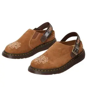 Dr. Martens Isham Suede And Jacquard Mules - Brown