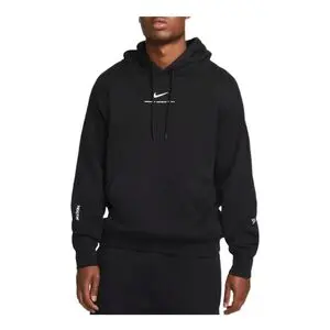 Nike Solid Color Micro Mark Logo Printing Hoodie - Black