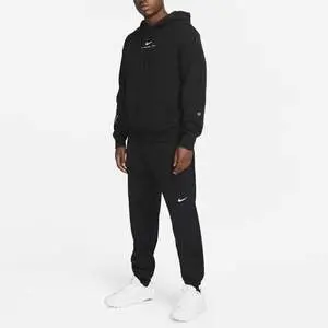 Nike Solid Color Micro Mark Logo Printing Hoodie - Black