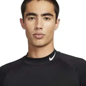 Nike Pro Dri-fit Mock Neck Long Sleeve Performance T-shirt - Black