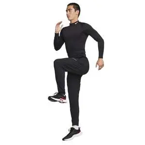 Nike Pro Dri-fit Mock Neck Long Sleeve Performance T-shirt - Black
