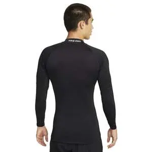 Nike Pro Dri-fit Mock Neck Long Sleeve Performance T-shirt - Black