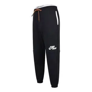 JORDAN Logo Printing Knit Fleece Lined Stay Warm Bundle Feet Sports Pants/trousers/joggers - Black