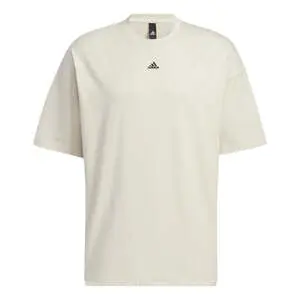 Adidas Solid Color Logo Loose Sports Short Sleeve Creamy White T-shirt - Multi-color
