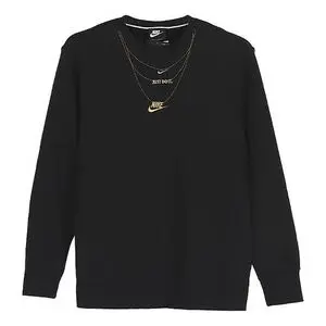 Nike Embroidered Small Logo Fleece Lined Stay Warm Casual Round Neck Pullover Hoodie - Black