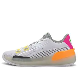PUMA Clyde Hardwood Retro Fantasy Low Top Sneakers - White/orange