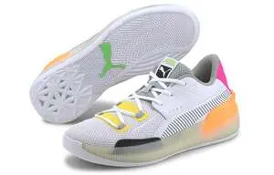 PUMA Clyde Hardwood Retro Fantasy Low Top Sneakers - White/orange