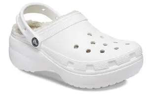 CROCS Classic Platform Lined Clogs - White