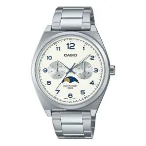 Casio Analog Watch With Stainless Steel Band - Silver/ivory