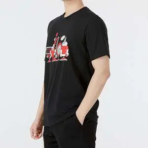 Nike Cartoon Printing Cozy Round Neck Casual Short Sleeve Black T-shirt - Default Color