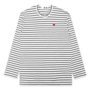 Play Comme Des Garcon Striped Long Sleeve T-shirt - Graywhite