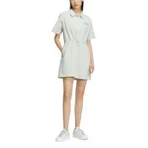 Adidas Dress With Polo Collar And Drawstring Waist