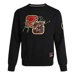 JORDAN Air Basketball Print Digital Crewneck Pullover Fleece Sweatshirt - Black