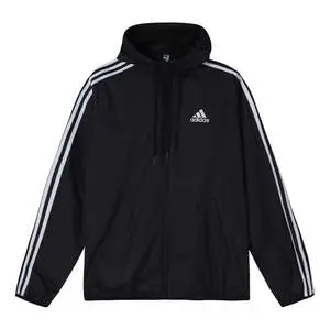 Adidas Woven Hooded Windbreaker Jacket - Black