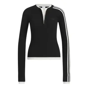 Adidas Adidas Ribbed Button-Up Long Sleeve Shirt Black