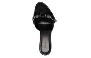 Balenciaga Cagole Leather Heeled Sandals - Black