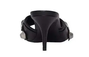 Balenciaga Cagole Leather Heeled Sandals - Black