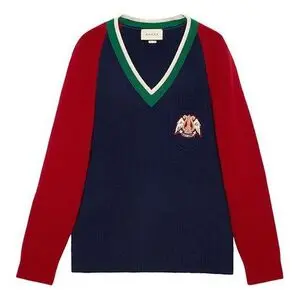 Gucci V-neck Wool Sweater - Navy