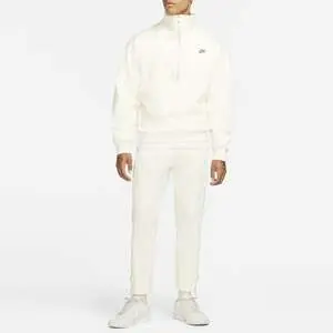 Nike Casual Logo Printing Half Zipper High Collar Pullover Autumn White