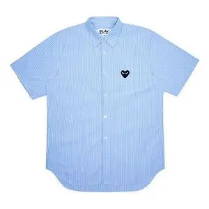 Play Comme Des Garcon Striped Shirt Black Emblem - Blue